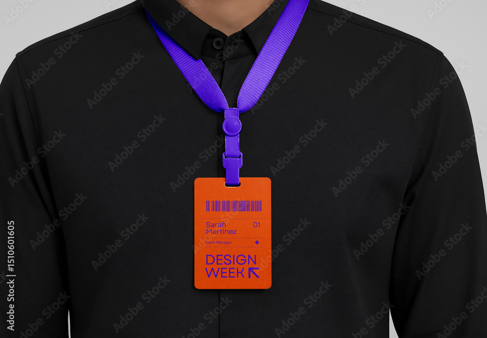 Realistic ID Card Badge Mockup – PSD Template with Vertical Name Tag ...
