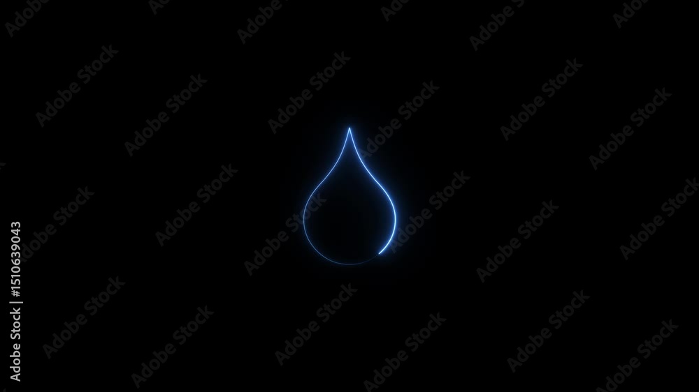 neon line water drop, Blood drop animated. blue color water drop icon ...