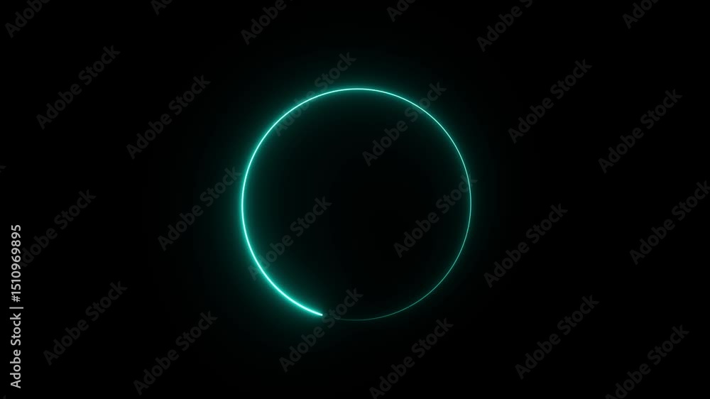4k green Neon Circle lights background. glowing neon circle icon black ...