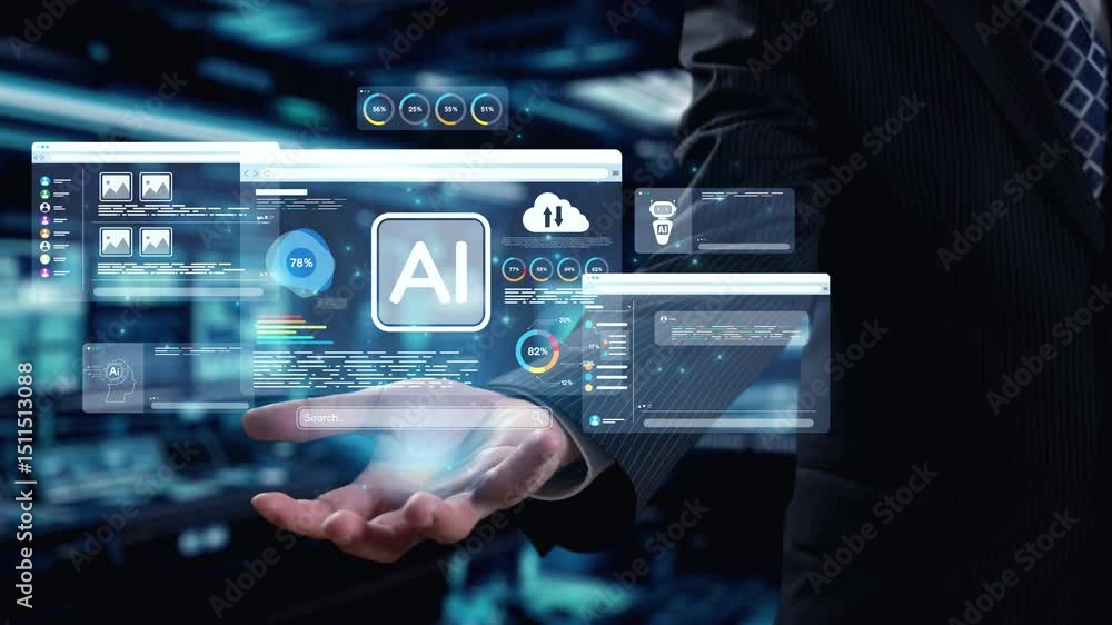 This image features an advanced digital interface focusing on ...