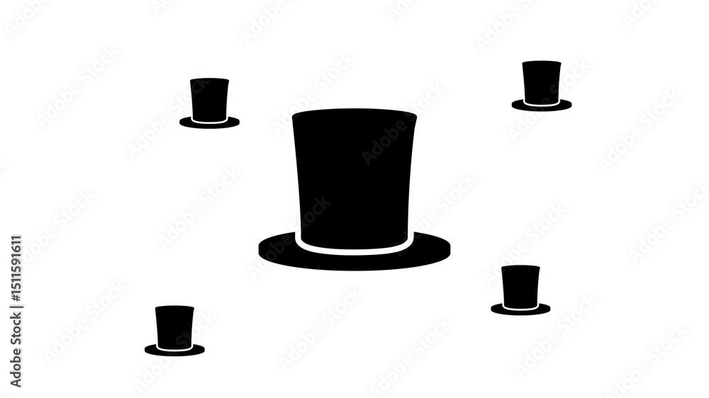 Zoom in and out animation the top hat symbol. Large black symbol in the ...