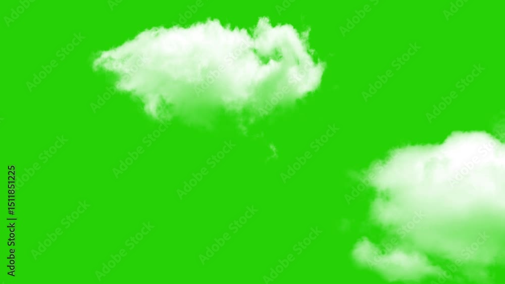 Animated clouds motion graphic effects on chroma key background. flying clouds green screen ...