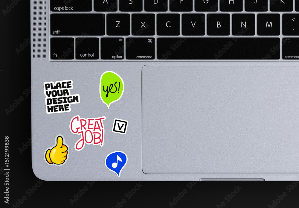 Stickers on a Laptop Keyboard Mockup Stock Template | Adobe Stock