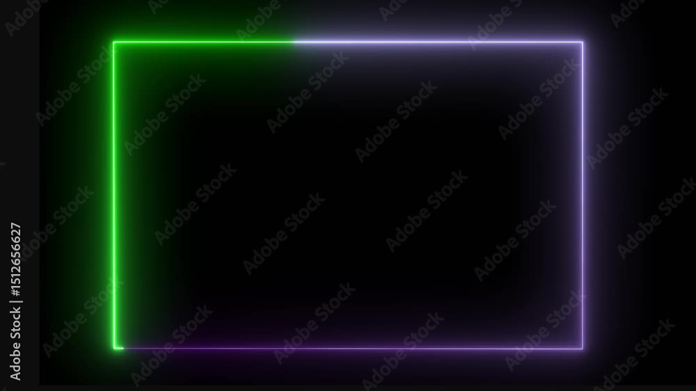 Neon Rectangle Border . neon rectangle frame. Black background 4k ...