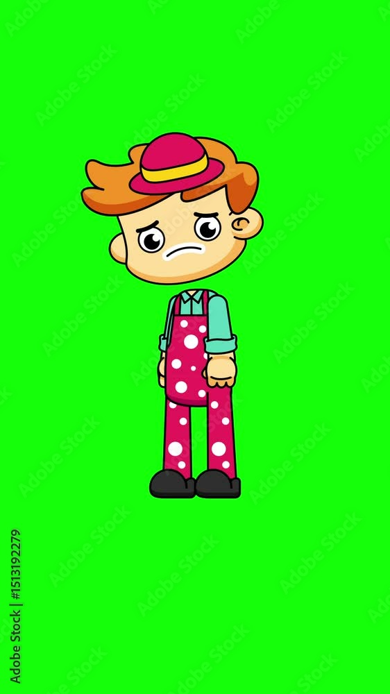 Sad Clown Animation with Drooping Expression, Chibi Cartoon Loop on ...