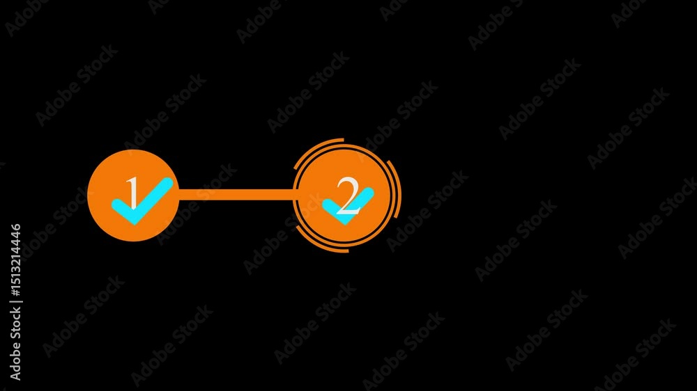 animated 3 step infographic process with green check mark. animation ...