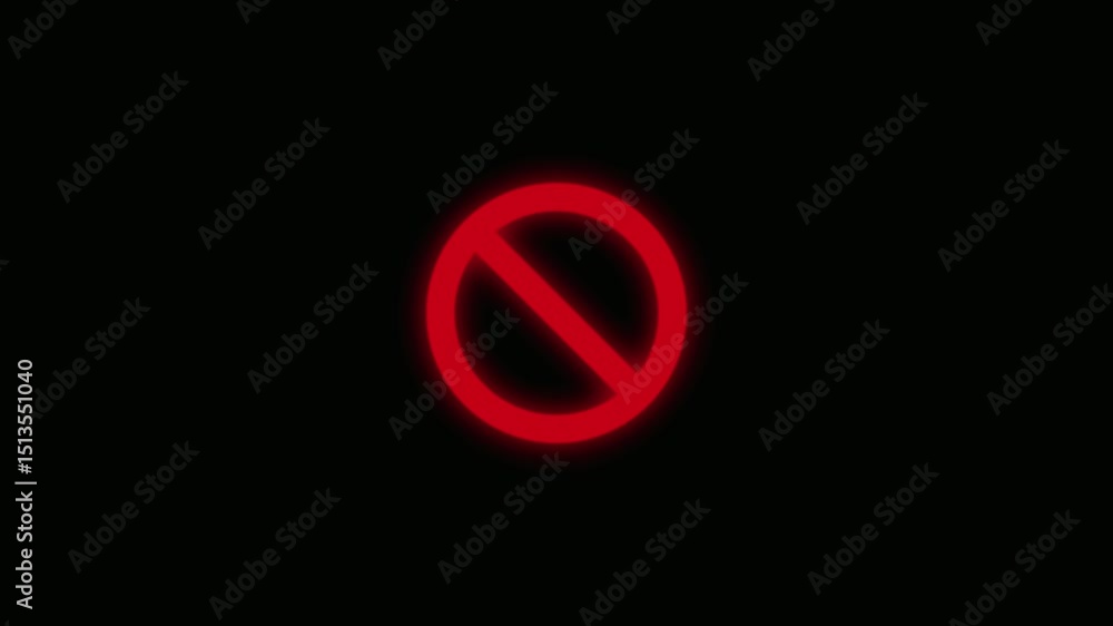 No entry symbol animation, forbidden access symbol. Simple red circle ...