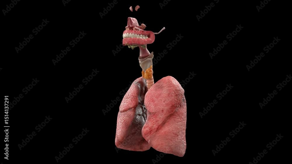 Vidéo Stock Realistic 3D Model Animation of Human Respiratory System ...