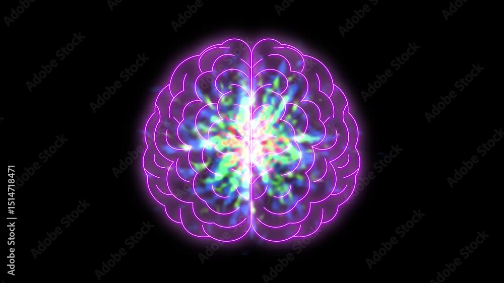 Brain Tension, Migraine and Cerebral Pains Abstract Animation. Human ...