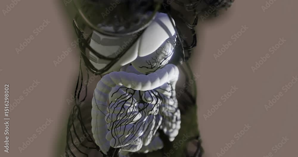 Video Stock This representation illustrates the human digestive system ...