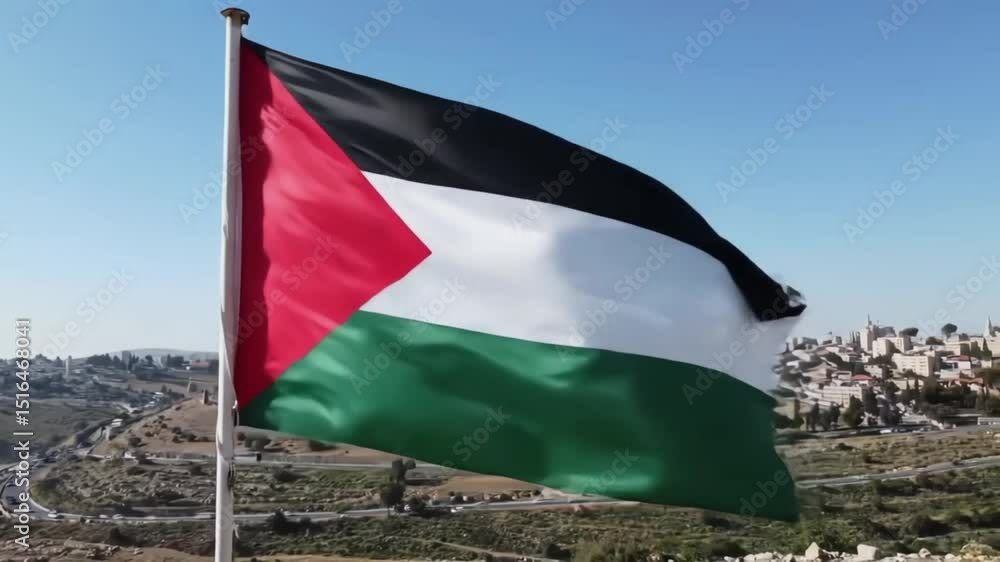 Animated palestine flag waving close up HD video Stock Video | Adobe Stock
