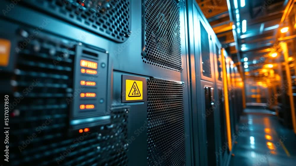 Highly detailed view of transformer cooling panels, dense grids of ...