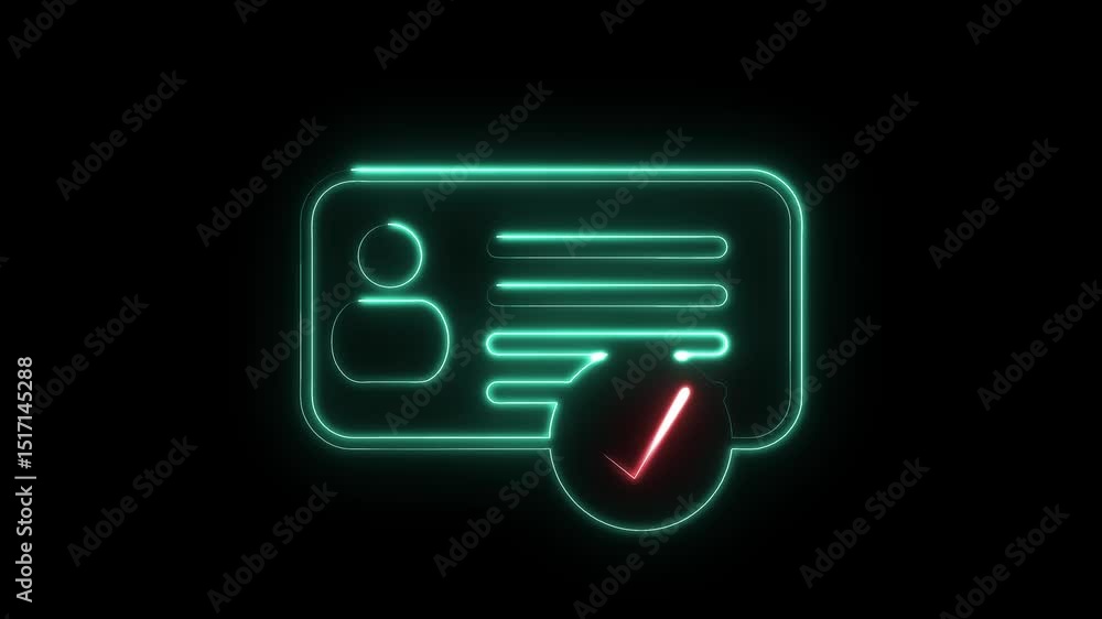 Personal data check with chick icon animation. identification card with ...
