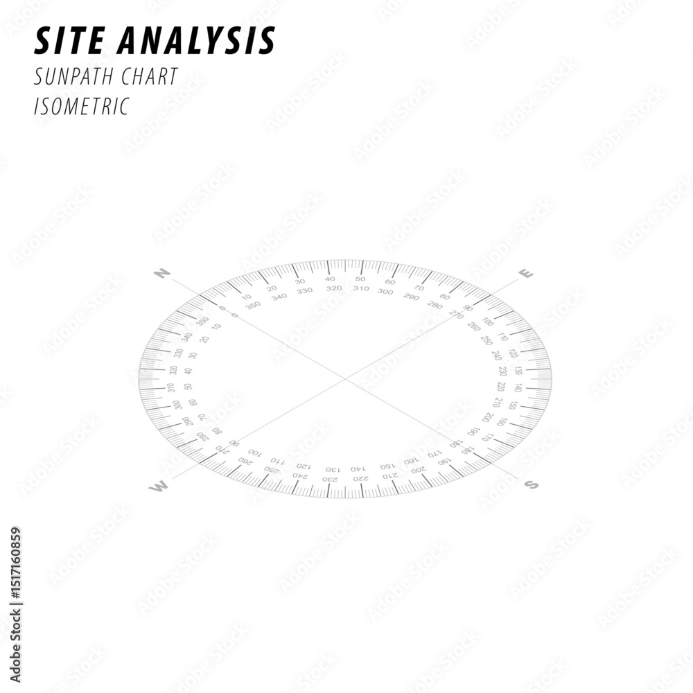 sun path chart radius isometric landscape architecture site analysis ...