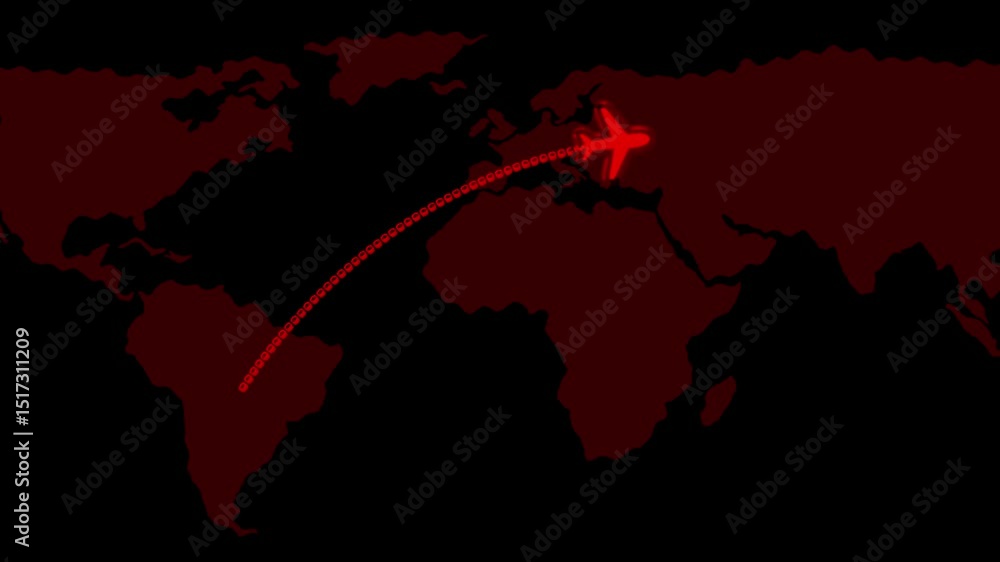 World map of airplane flight path World map with airplanes travel ...