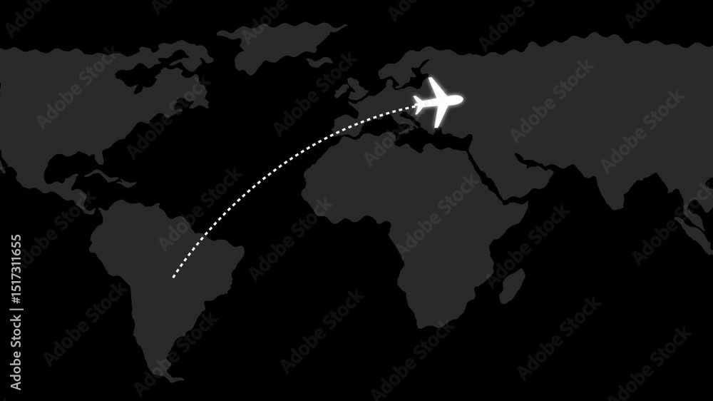 World map of airplane flight path World map with airplanes travel ...