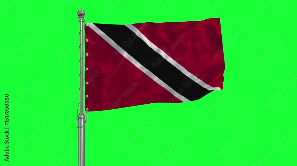 Trinidad and Tobago 3D 4K Flag Insolated Green Screen Realistic Waving ...
