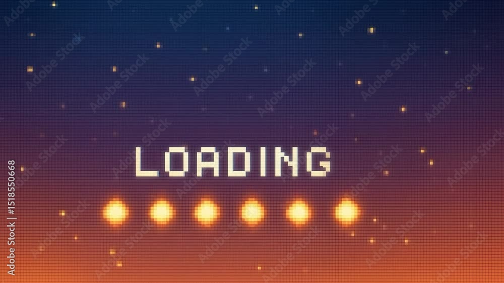 Retro Pixel Art Loading Screen with Animated Dots and Gradient ...