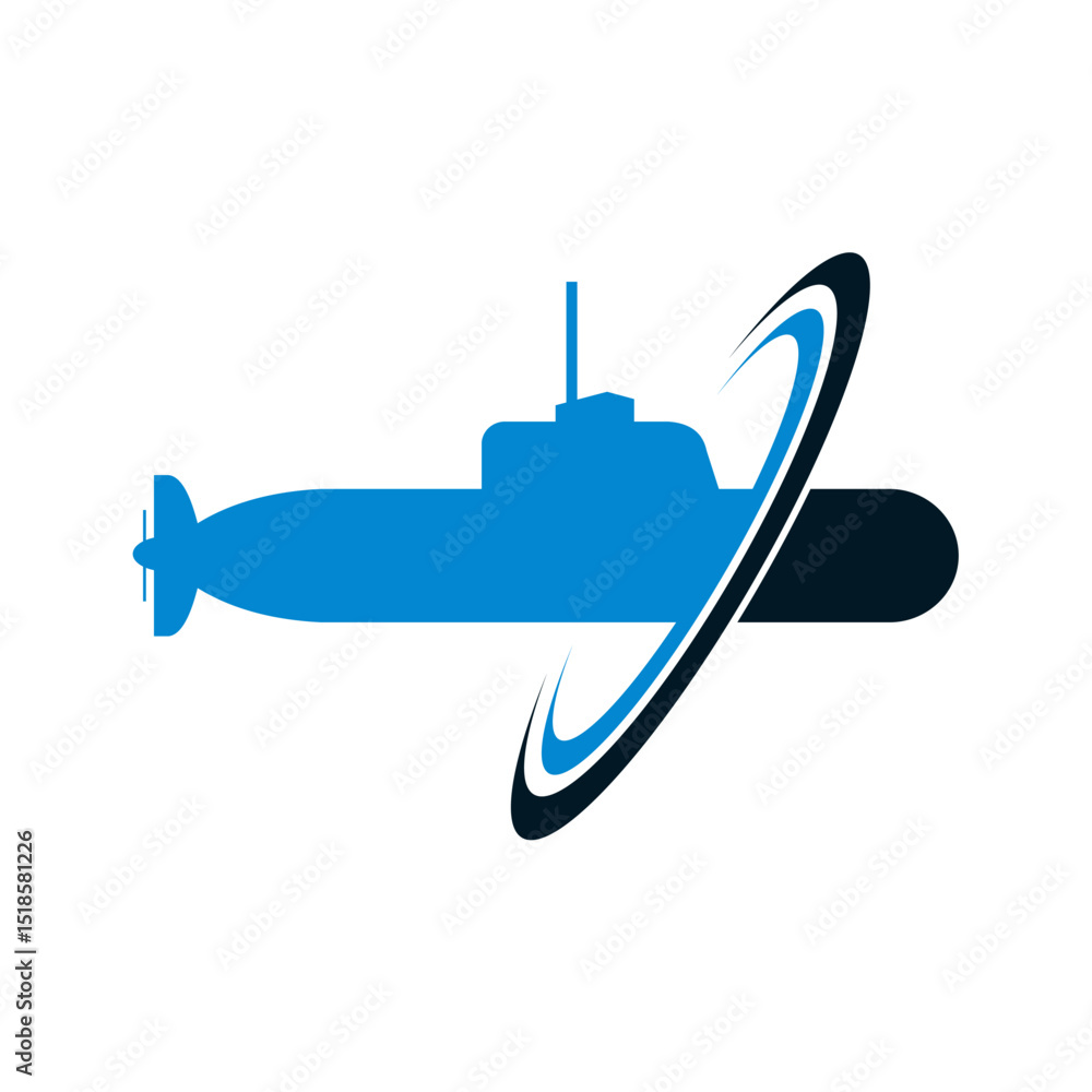 Poster Modern Submarine Logo: Underwater Exploration Vector Design ...