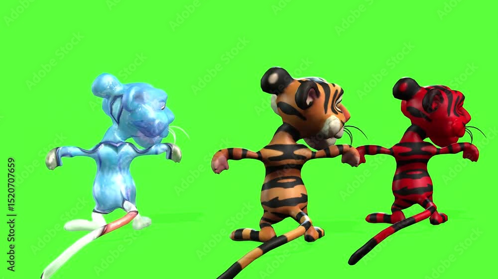 A photorealistic 3D CGI sequence featuring a Cartoon Tiger mascot ...