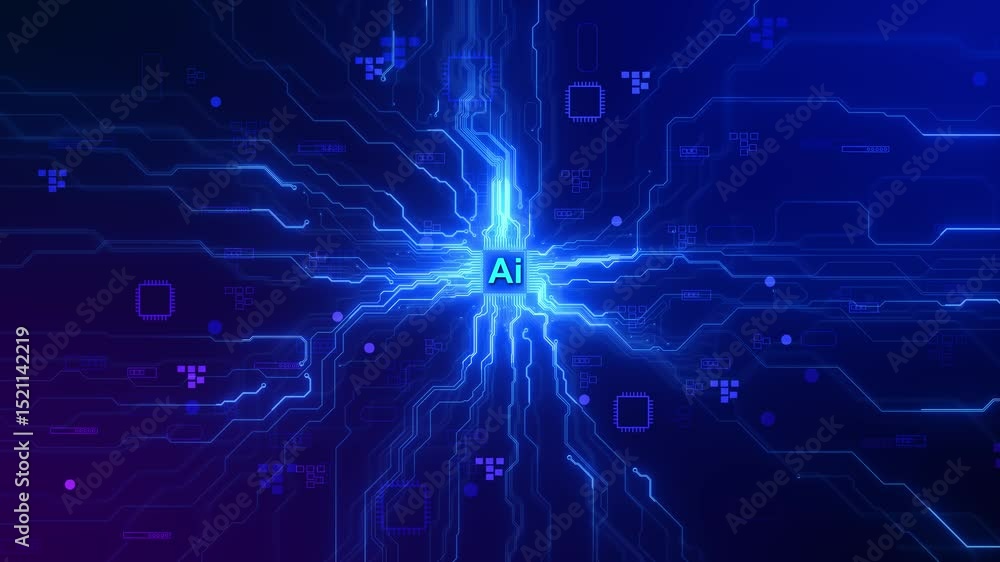 Futuristic AI Chip Connection Next Generation Microchip Activating ...