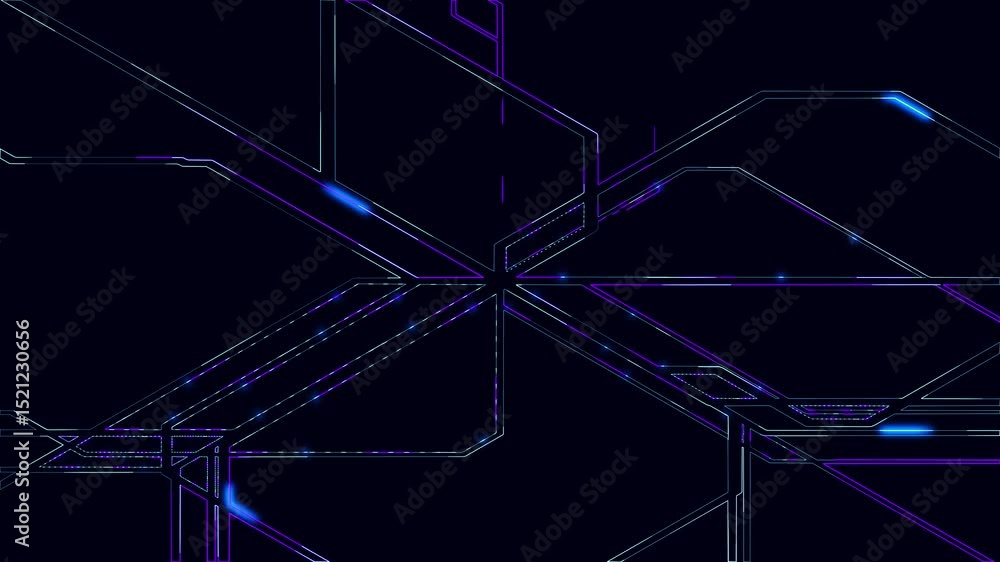 Animation of the electronic metro map neon lines move along a given ...