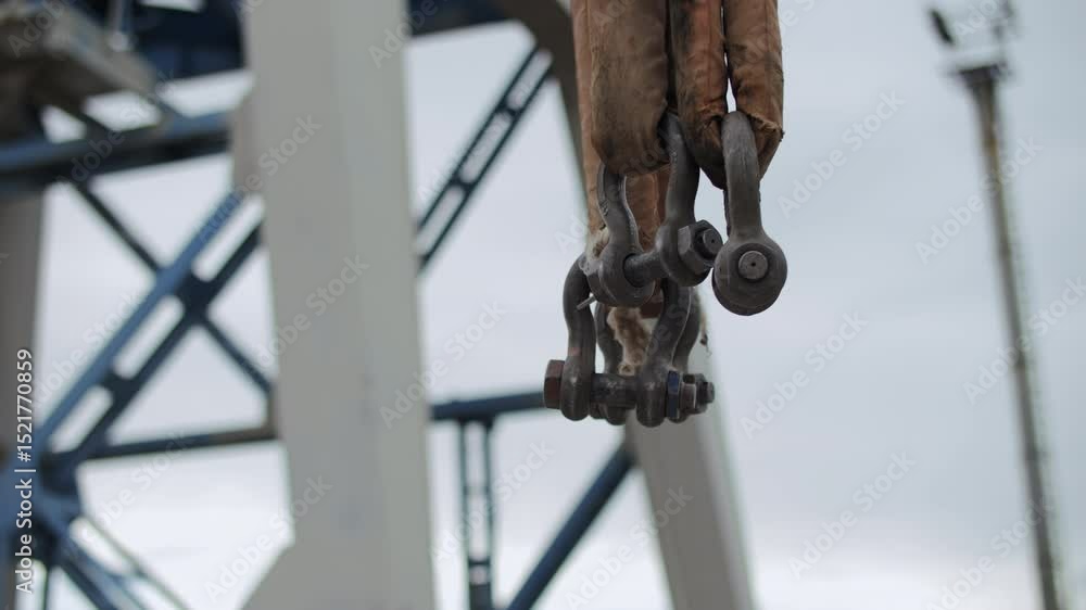 Lifting slings with shackles on port crane 素材庫影片 | Adobe Stock