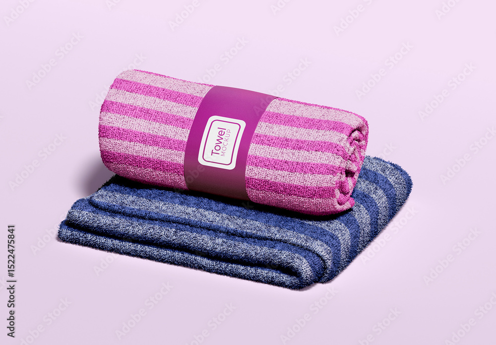 Towel Packaging Mockup Rolled and Folded Stock Template | Adobe Stock