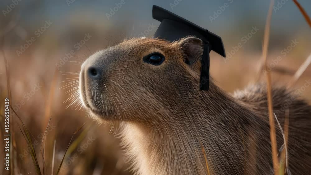 Capybara graduation portrait showing education and academic success in ...