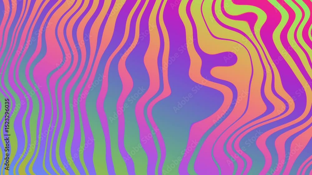Liquid psychedelic pattern of pastel rainbow holographic curved lines ...