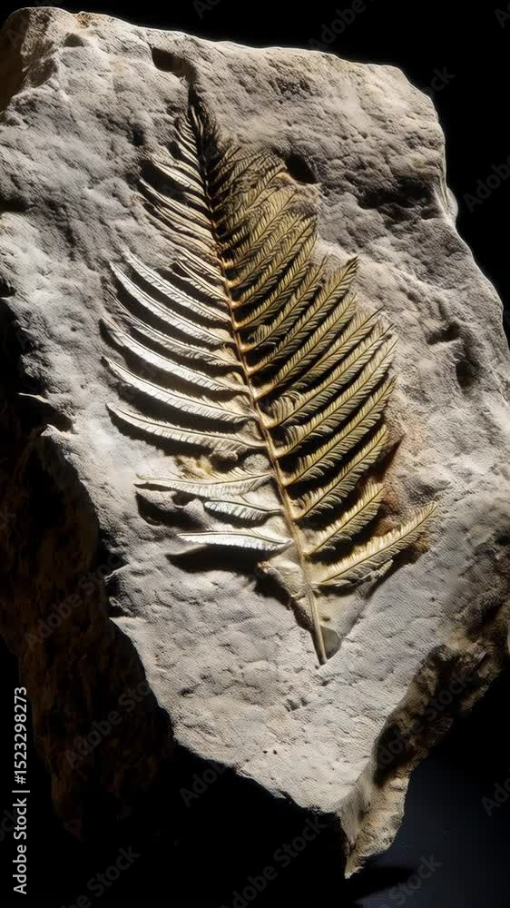 Ancient plant fossil in sedimentary rock shows detailed texture and ...