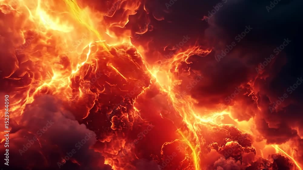 Fiery eruption progression: lava flows and explosive volcanic activity ...