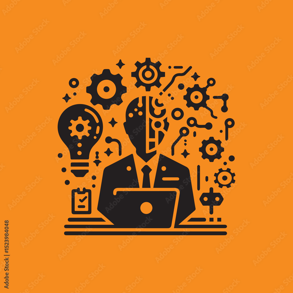 Poster AI agent vector silhouette for commercial use – Wall Art | UkPosters