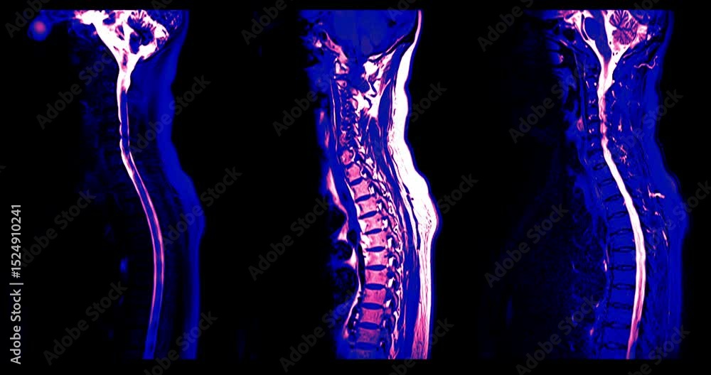 MRI C-spine or magnetic resonance image of cervical spine Coronal and ...