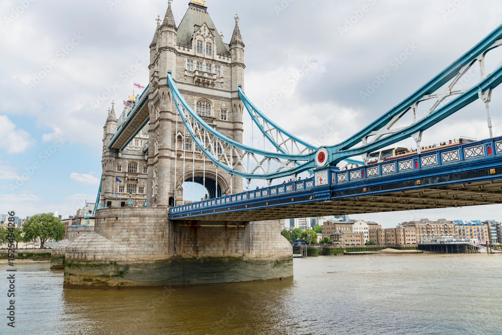 Poster London's Iconic Tower Bridge with the River Thames Flowing Below ...