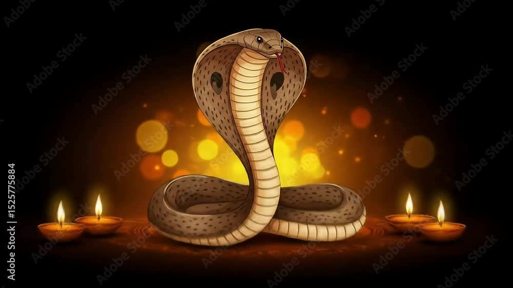 Indian Cobra Snake Illustration – Symbolic Nag Panchami Festival Design ...