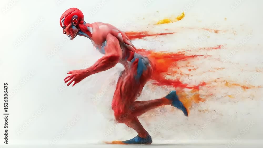 Anatomical illustration of a running person with muscles and internal ...