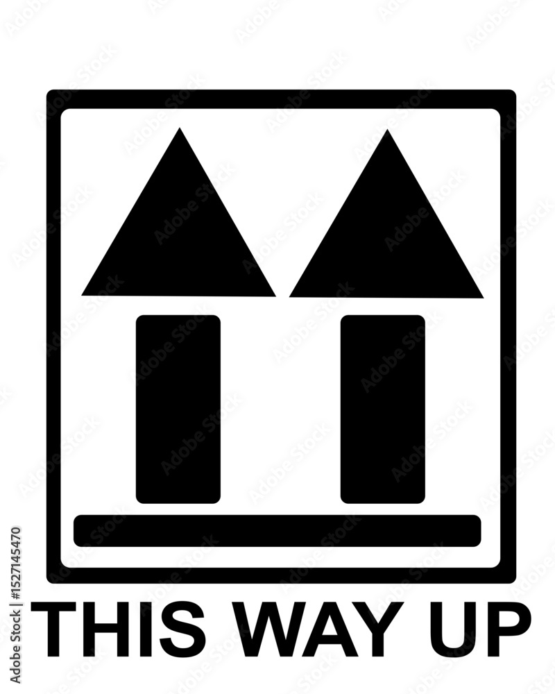Poster Vector illustration of " This Way Up" logo featuring an upward ...