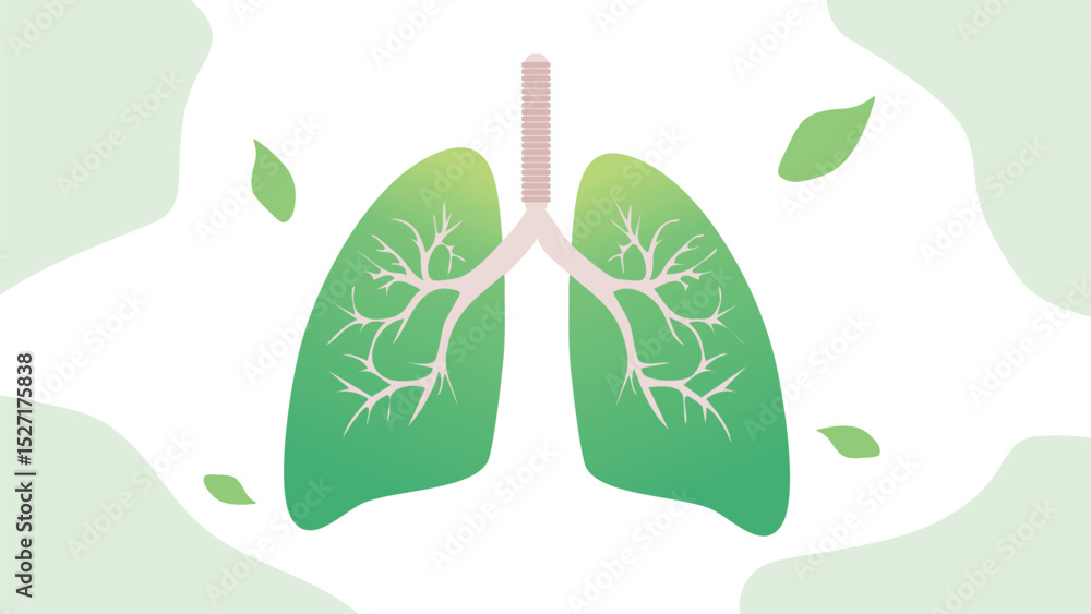 Poster Green Respiratory System Concept Vector Illustration – Wall Art ...