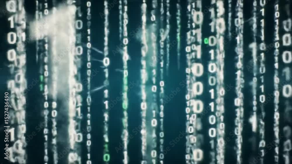 Digital Rain of Falling Green Matrix Code. A classic sci-fi visual of ...