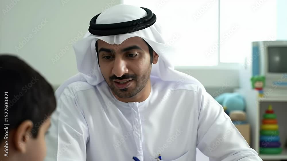 Father and Son Bonding Moment: A heartwarming scene of a Emirati father ...