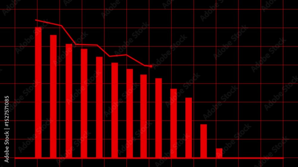 Animated falling chart with downward arrow showing financial crisis and ...