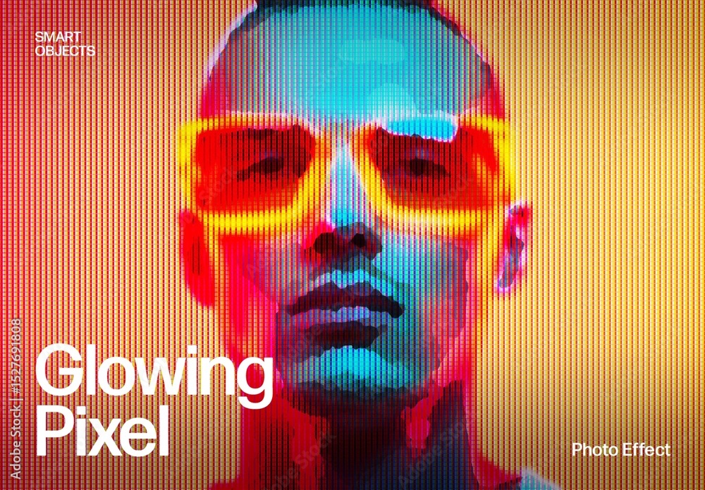 Glowing Pixel Photo Effect Template Stock Template | Adobe Stock