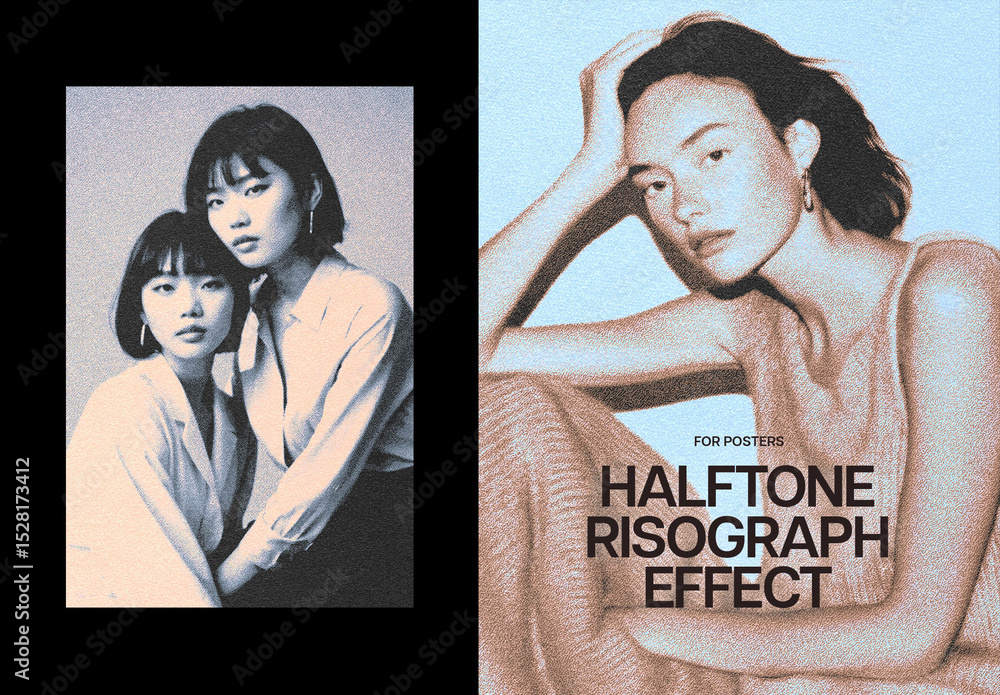 Halftone Risograph Poster Effect Mockup Stock Template | Adobe Stock