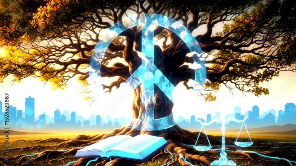 The Tree of Wisdom Symbols of Peace and Justice Carried by the Wind ...