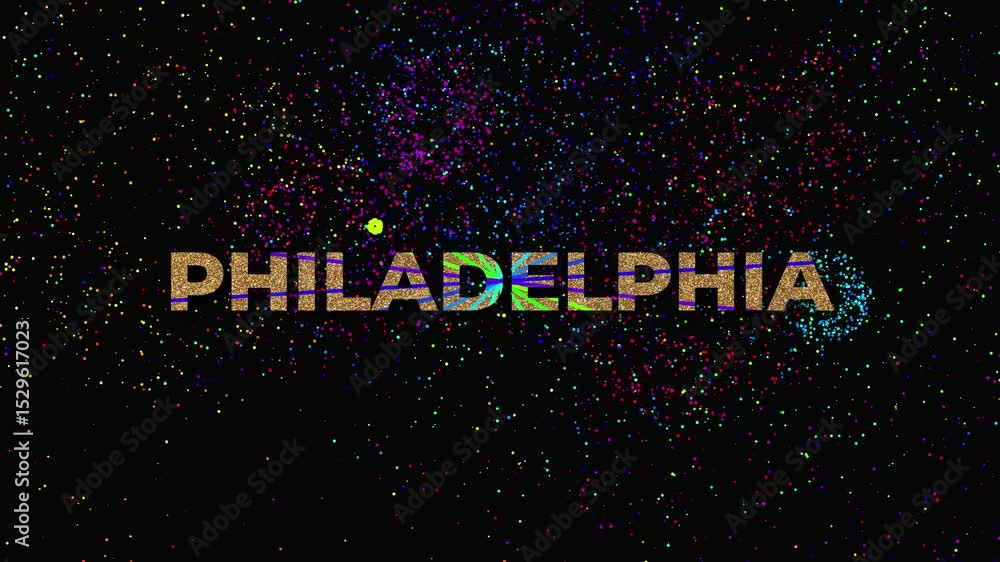 Big text with the word PHILADELPHIA with golden glitter Font and ...