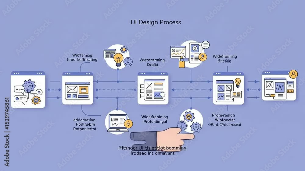 UI Design Process Flowchart Illustrating Steps from Wireframing to ...