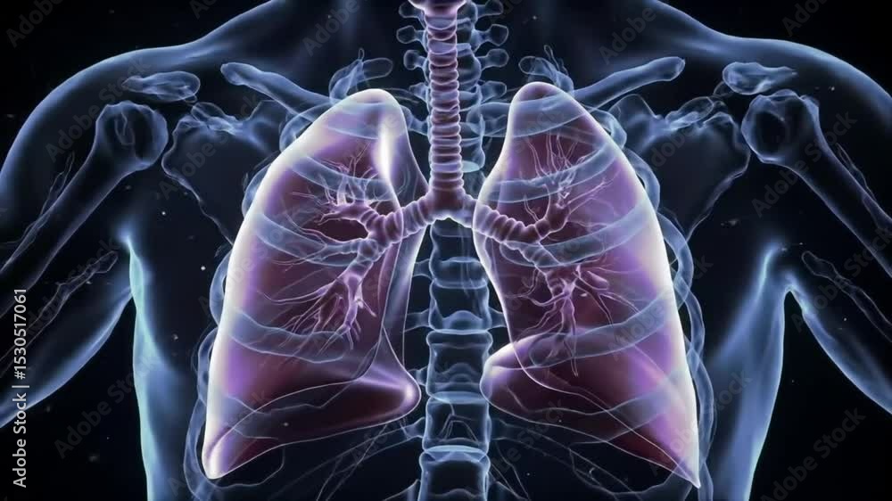 3D animated visualization of lungs and bronchial tubes — concept of ...