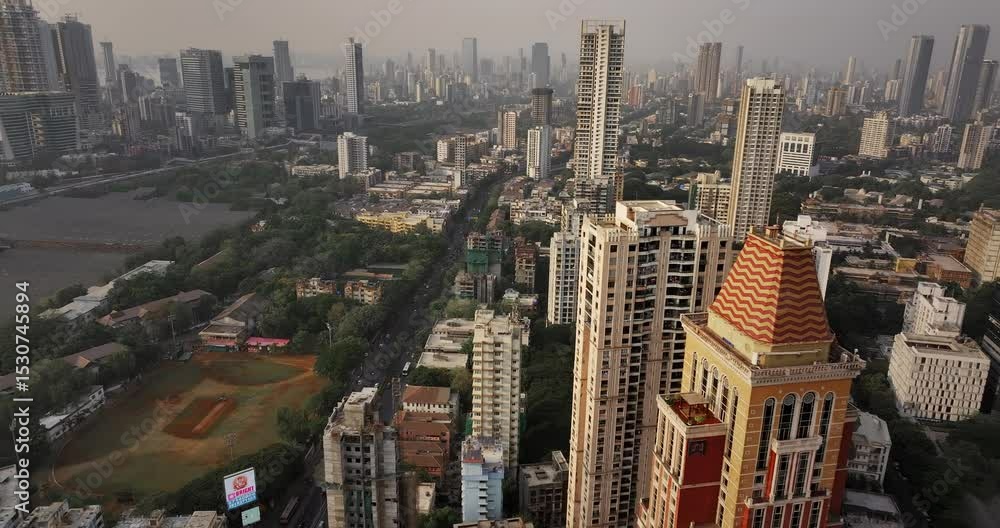 Golden Horizons: Captivating Evening Aerial of Mumbai's Skyline at ...