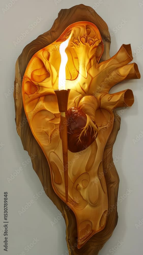 Vidéo Stock Emotional Torch Inside Sculpture,Burning heart anatomy ...
